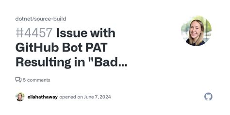 Issue With Github Bot Pat Resulting In Bad Credential Errors · Issue