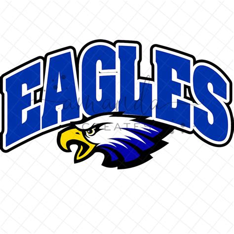 Royal Blue Eagles Arched Mascot Design Png And  Digital Download