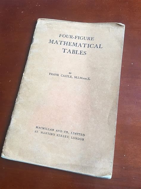 Four Figure Mathematical Tables Castle Frank Books
