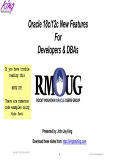 Download Oracle 18c 12c New Features For Developers DBAs PDF
