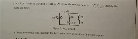 A An Rlc Circuit Is Shown In Figure 2 Determine The Transfer Function