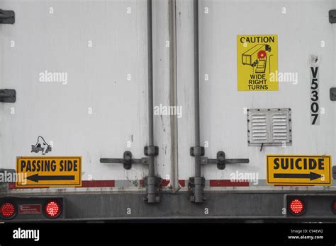 Tractor Trailer Warning Passing Side Suicide Stock Photo Royalty Free