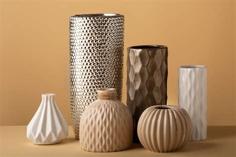 Free Photo Close Up Arrangement Of Modern Vases