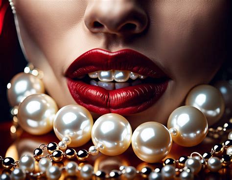 Seductive Red Lips With Pearls By Darkmonster1238 On Deviantart