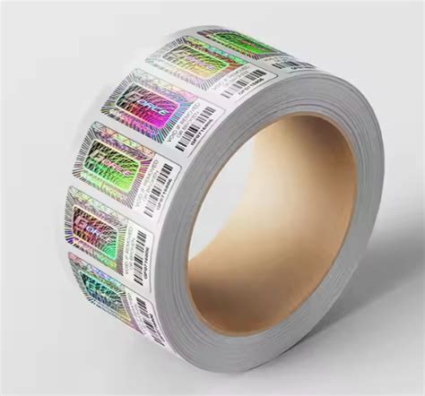 holographic encryption security label with qr code barcode