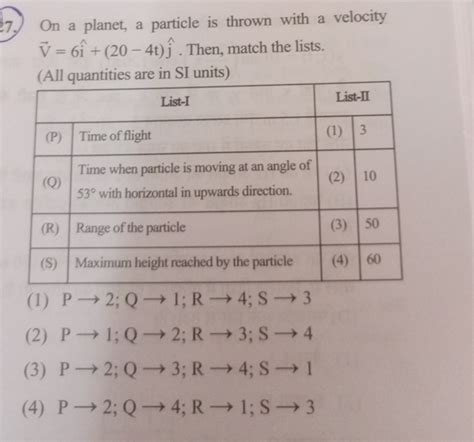 on a planet a particle is thrown with a velocity overrightarrow { math