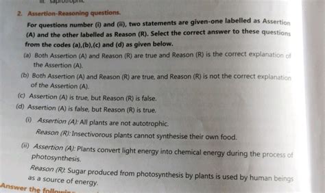 Assertion Reasoning Questions For Questions StudyX