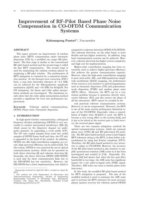 Pdf Improvement Of Rf Pilot Based Phase Noise Compensation In Co Ofdm
