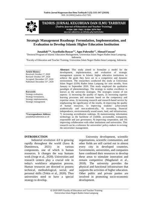 Pdf Strategic Management Roadmap Formulation Implementation Dokumen Tips