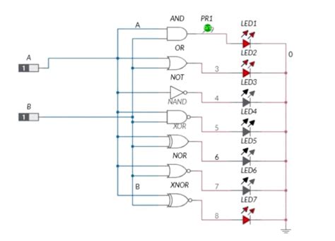Logic Gate Circuit Diagram With LEDs