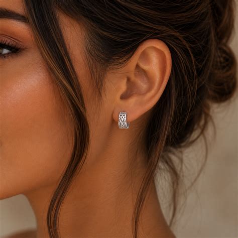 Rhodium Plated 925 Sterling Silver Polished Tube Huggie Hoop Earrings