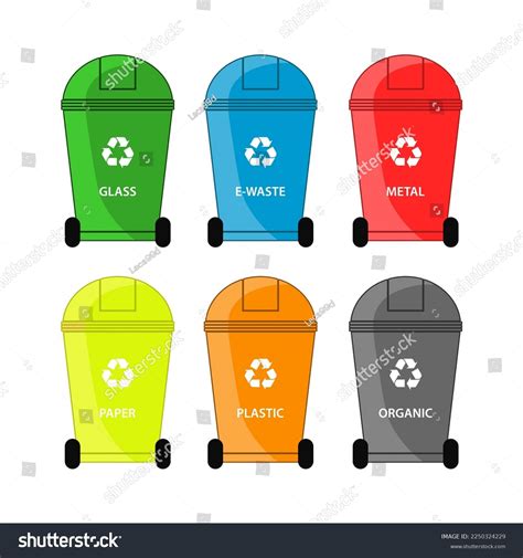 Set Bins Types Garbage Classification Illustration Stock Vector