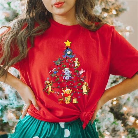 Winnie The Pooh Christmas Tree Tee Xmas Pooh Bear Shirt Disney