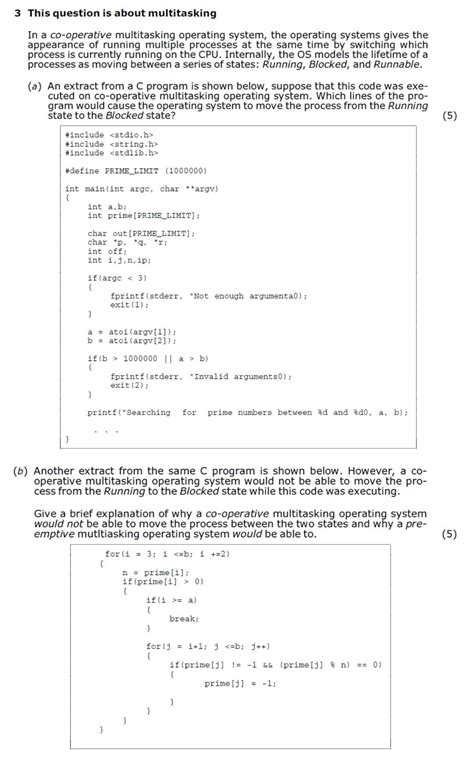Solved 3 This Question Is About Multitasking In A