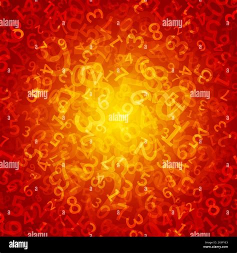A Orange Abstract Background Filled With Various Numbers And Symbols In