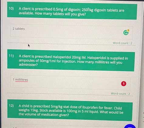 Solved 10 A Client Is Prescribed 0 5mg Of Digoxin 2501 4