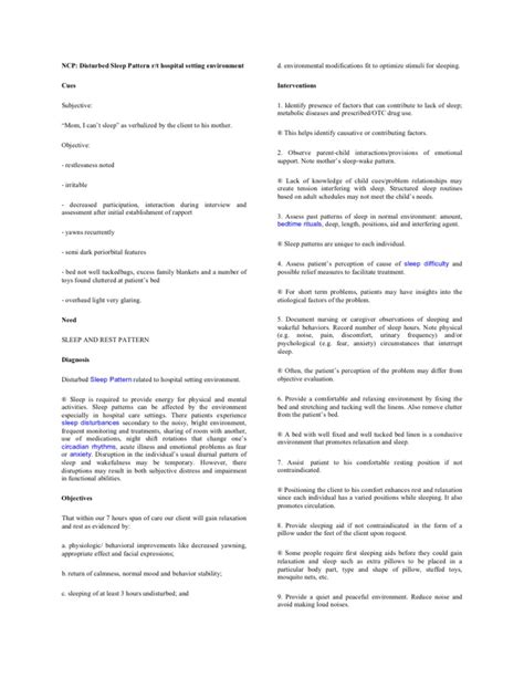 Ncp Disturbed Pdf Sleep Relaxation Psychology