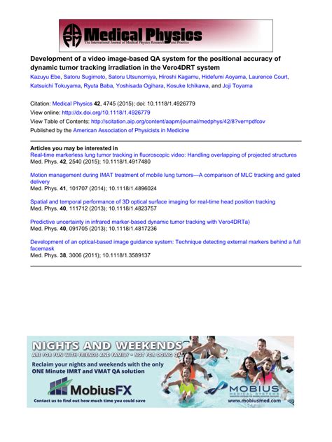 Pdf Development Of A Video Image Based Qa System For The Positional Accuracy Of Dynamic Tumor