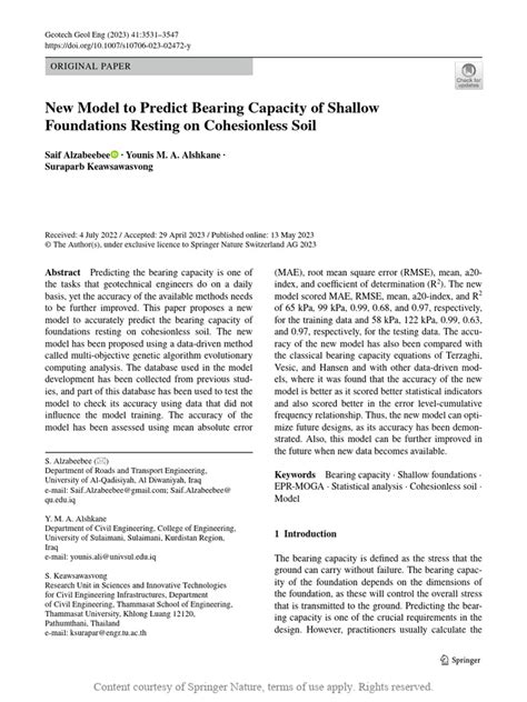 New Model To Predict Bearing Capacity Of Shallow F1 Pdf Root Mean Square Deviation