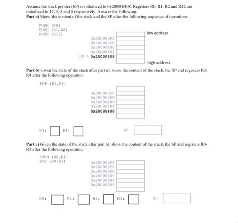 solved assume the stack pointer sp is initialized to