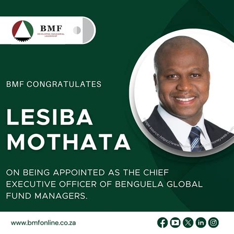 Congratulations Lesiba Mothata On Your Appointment As Ceo Of Benguela