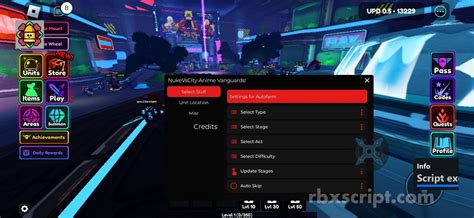 Anime Vanguards Auto Skip Select Stage
