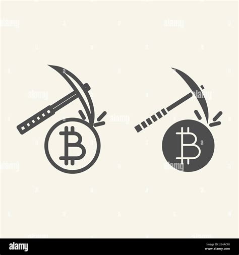 Cryptocurrency Mining Line And Glyph Icon Crypto Pickaxe Vector Illustration Isolated On White