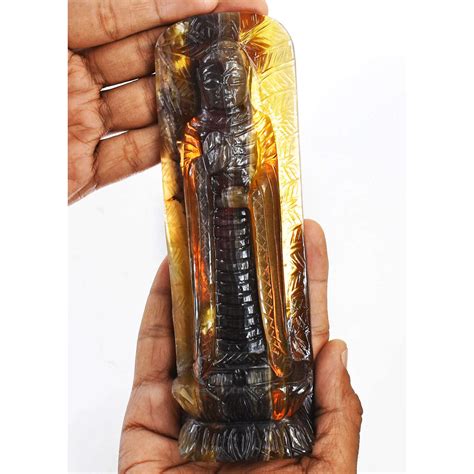 Exclusive Multicolor Fluorite Hand Carved Crystal Lord Buddha Idol Sta