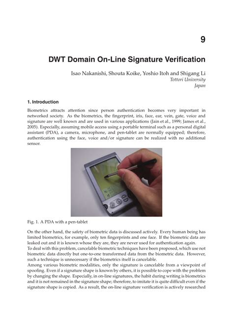 Pdf Dwt Domain On Line Signature Verification