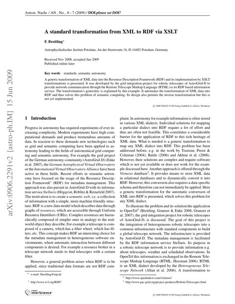 Pdf A Standard Transformation From Xml To Rdf Via Xslt