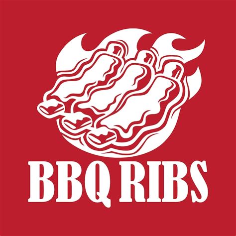 Premium Vector Grilled Ribs Logo Design On Fire