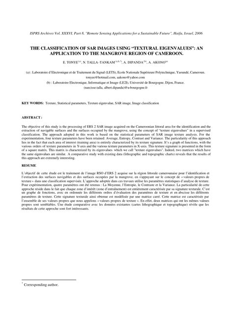 Pdf The Classification Of Sar Images Using Textural Eigenvalues An Application To The