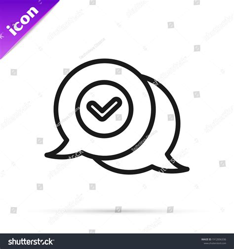 Black Line Check Mark Speech Bubble Stock Vector Royalty Free 1912006336 Shutterstock