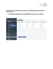 HW MongoDB Docx Group HW Mongo DB July Submit One Document That Contains The