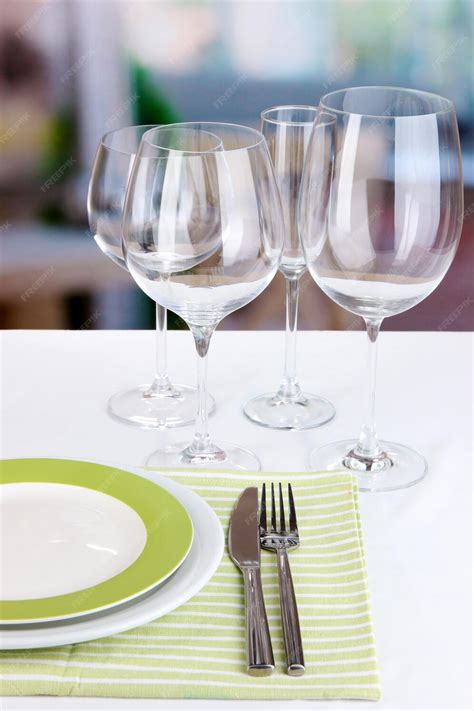 Premium Photo Table Setting With Glasses For Different Drinks On