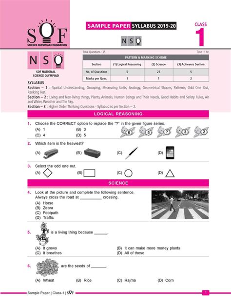 Class 1 Olympiad Sample Papers Olympiad Tester