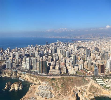 Vista Aérea De Beirut Líbano Ciudad Scape De La Ciudad De Beirut Beirut Imagen De Archivo
