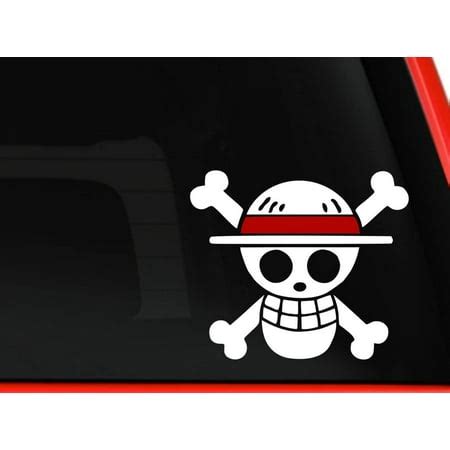 One Piece Luffy Flag White Sticker Decal Pirate Cartoon Anime White Car