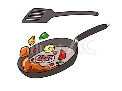フライパンで炒めものイラスト No 22310315／無料イラストフリー素材なら「イラストac」
