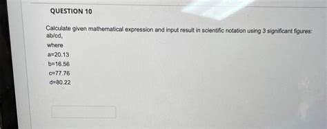 solved calculate given mathematical expression and input