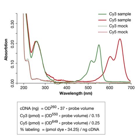 Quantification Of Labelled Material Absorption Spectra For Cy3 And