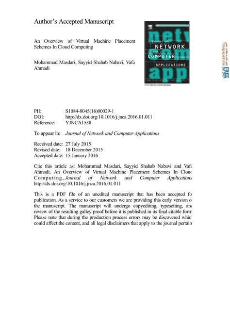 pdf an overview of virtual machine placement schemes in cloud computing