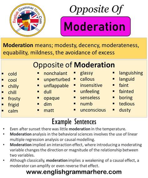 Opposite Of Moderation Antonyms Of Moderation Meaning And Example