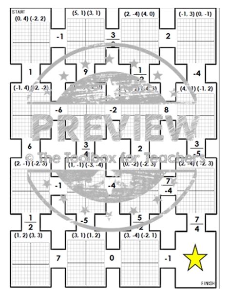 Graph Slope Linear Ordered Pairs Maze Activity Algebra