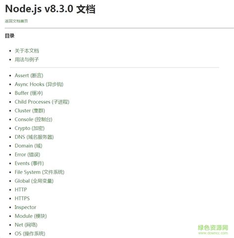 nodejs api 中文文档 node js api 中文chm 暂未上线 v 官方电子版 百度云 绿色资源网