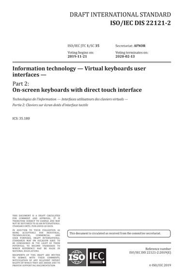 ISO IEC DIS Information Technology Virtual Keyboards User Interfaces Part