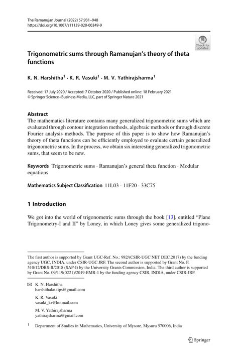 pdf trigonometric sums through ramanujan s theory of theta functions