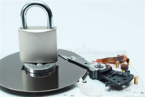Data Protection Minimal Concept Disassembled Hdd And Door Lock The