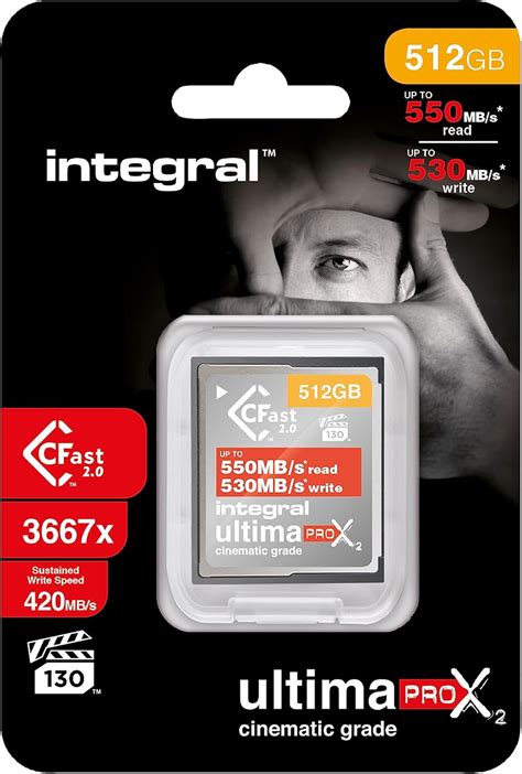 Integral 512gb Cfast 20 Speicherkarte Kamera 6k4k Raw 420mbs Sustained Write Für Blackmagic