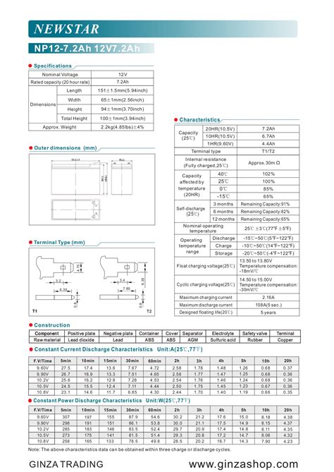 12v 72ah Battery Newstar